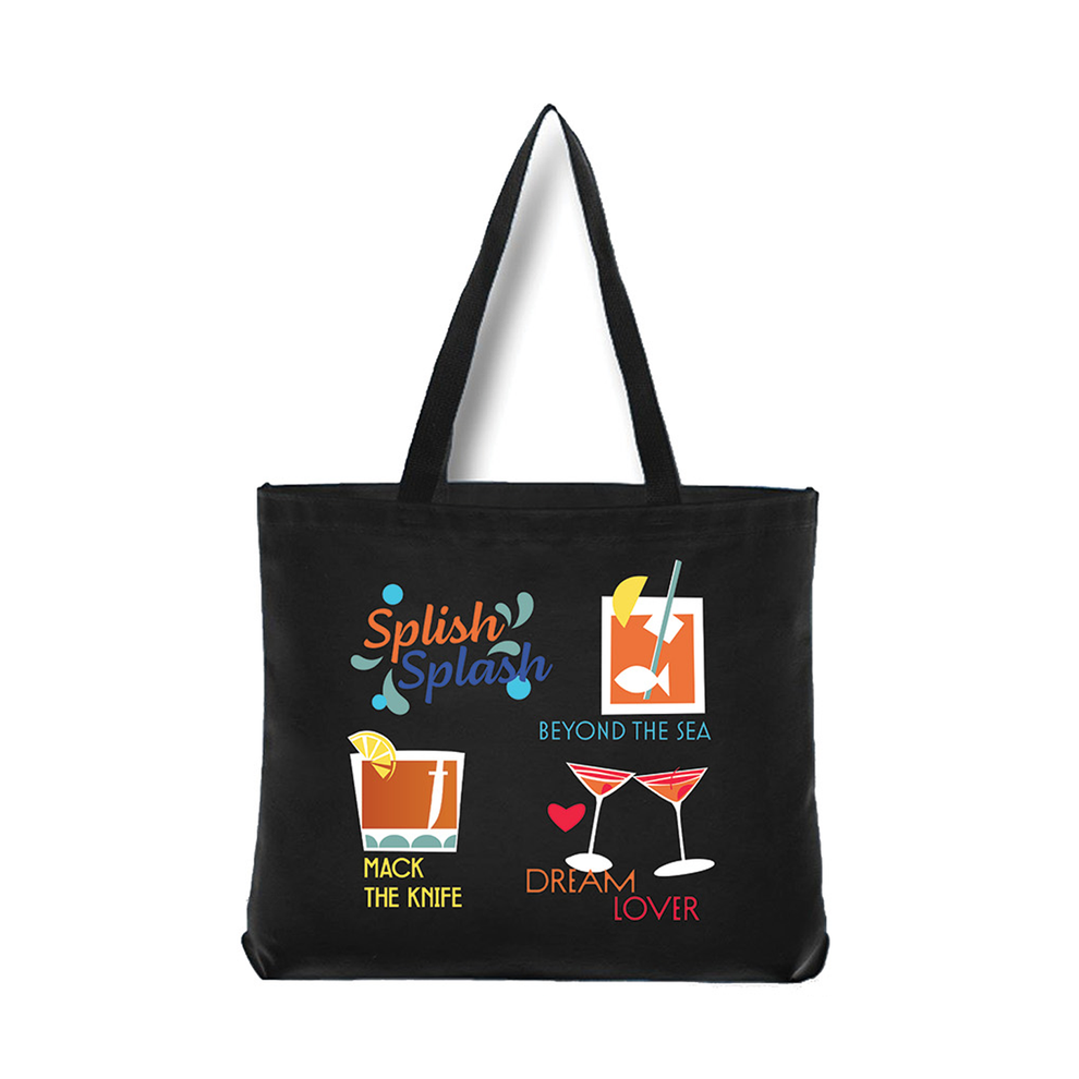 JUST IN TIME Song Titles Tote – Broadway Merchandise Shop by Creative Goods