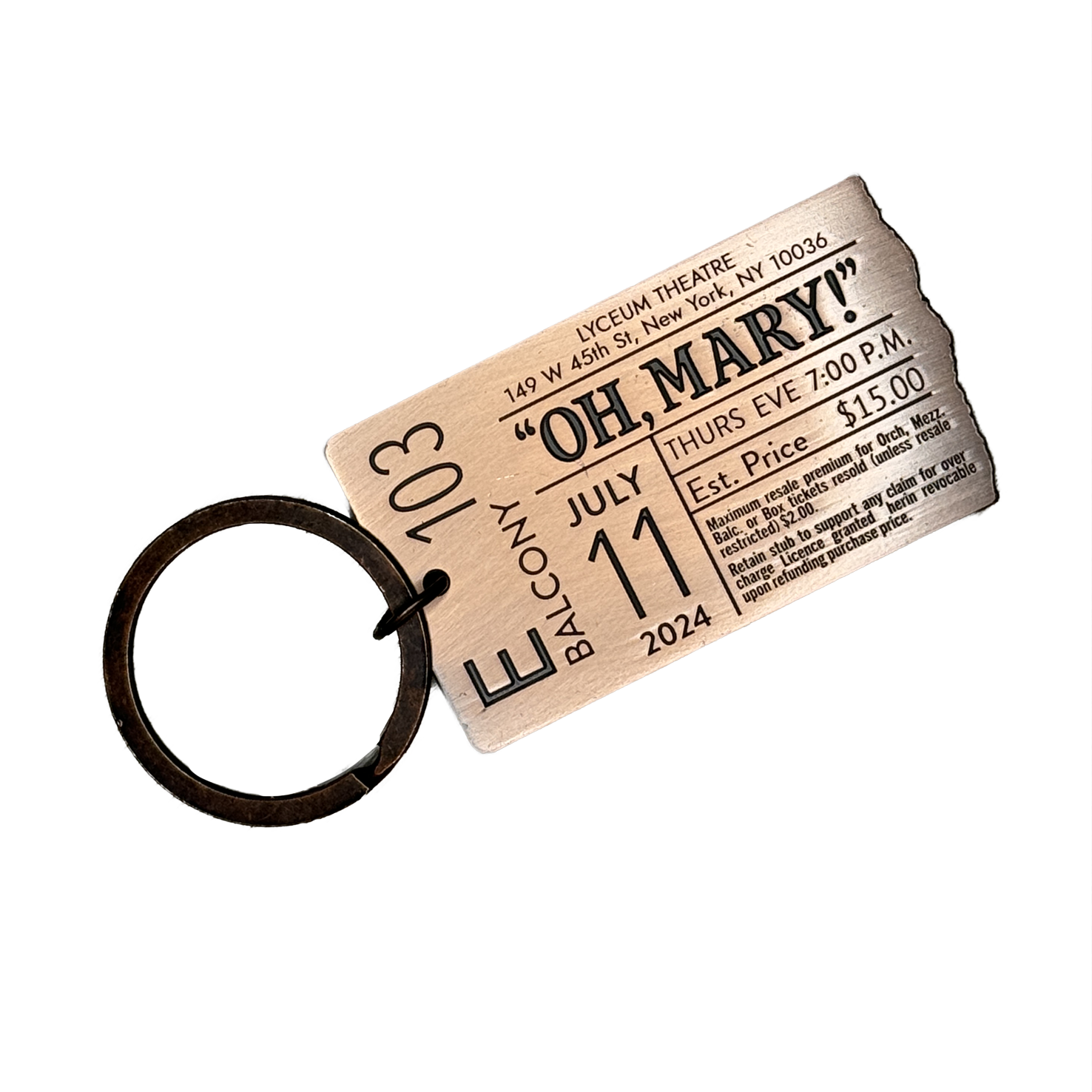 OH MARY! TICKET KEYCHAIN – Broadway Merchandise Shop by Creative Goods